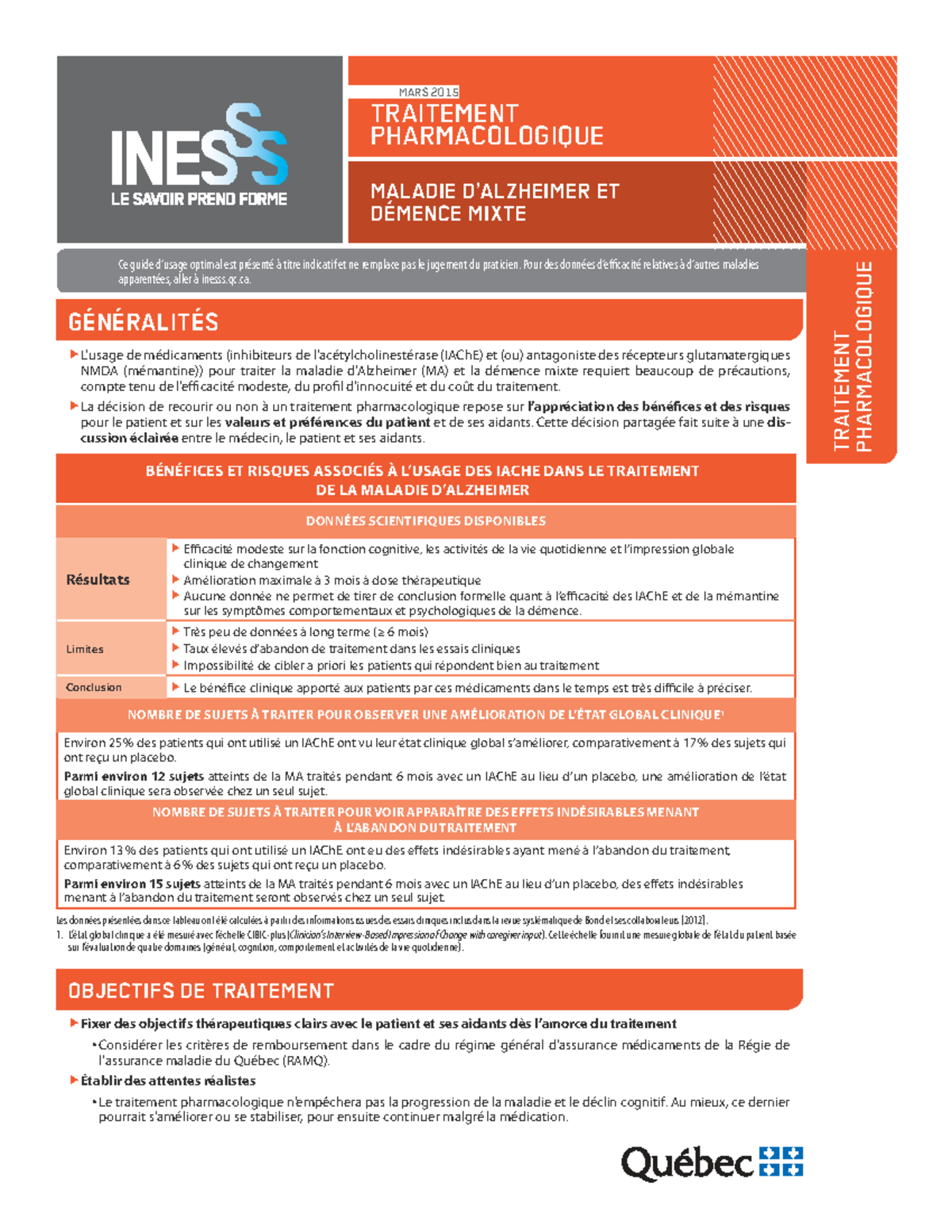 Traitement Pharmacologique de la Maladie d'Alzheimer (MA) - Mars 2015 ...