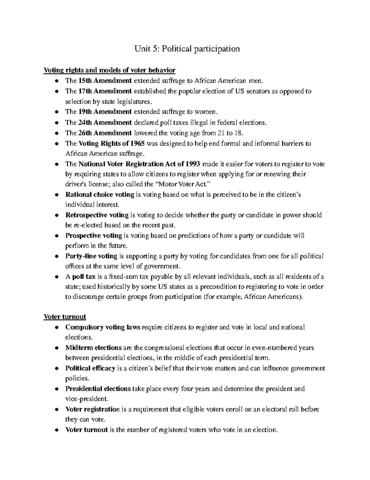 AP Gov Unit 5 Political participation - Unit 5: Political participation ...