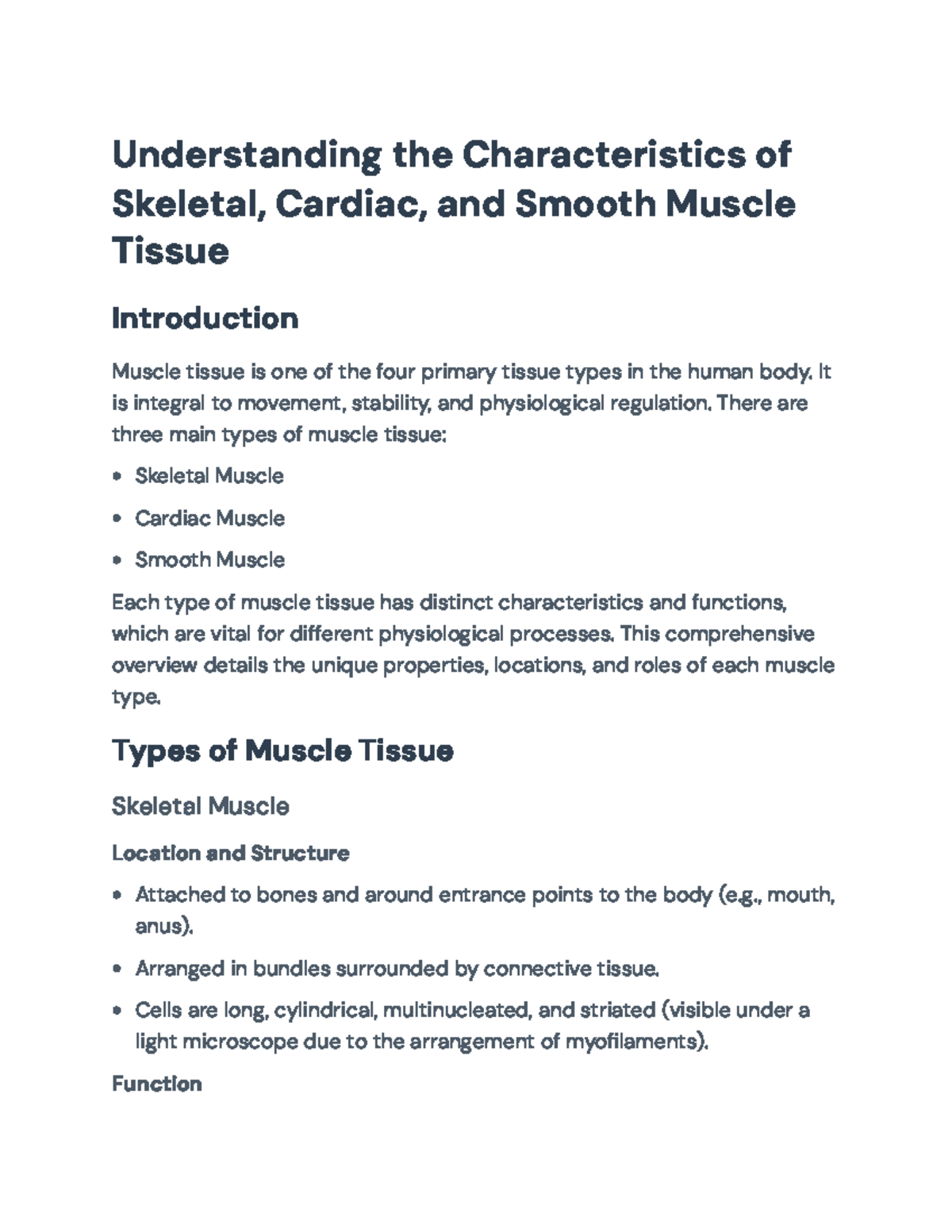 Understanding Skeletal, Cardiac, and Smooth Muscle Tissue ...