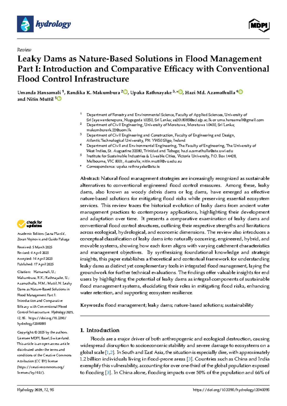 Leaky Dams in Flood Management: A Comparative Review (Hydrology 2025 ...