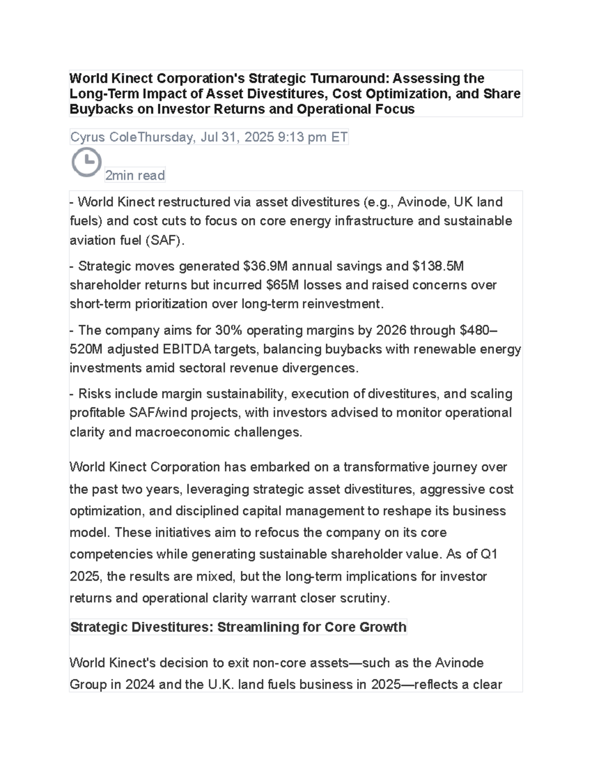 World Kinect (WKC) Strategic Turnaround: Q2 2025 Insights and Analysis ...