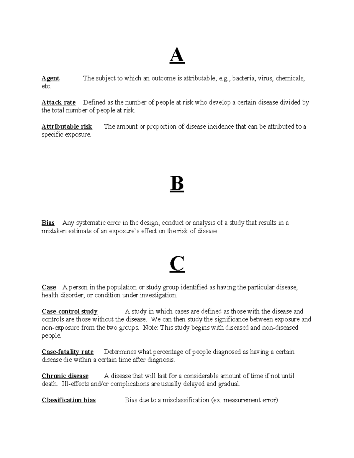 PH 302 Epidemiology Terms for Final Exam Study Guide - Studocu