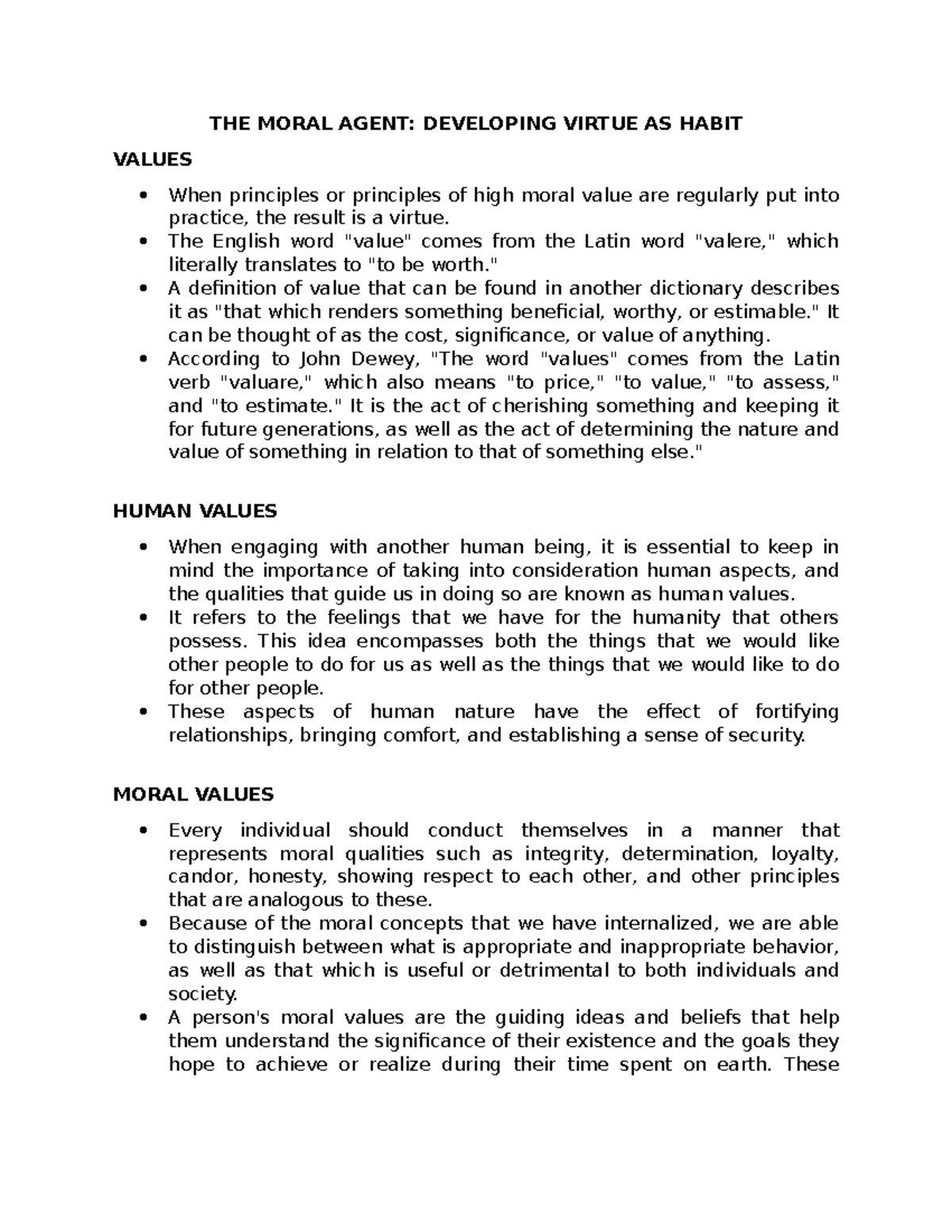 THE Moral Agent Developing Virtue AS Habit - THE MORAL AGENT ...