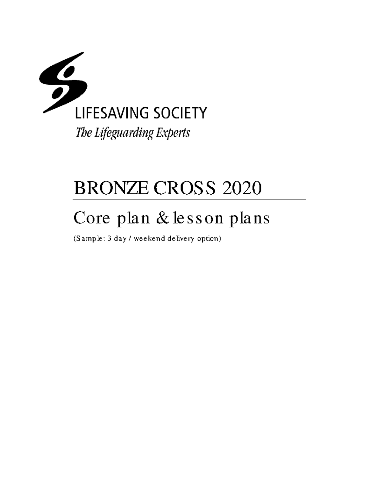Bronze Cross 2020: Sample 3-Day Weekend Lesson Plans - Studocu