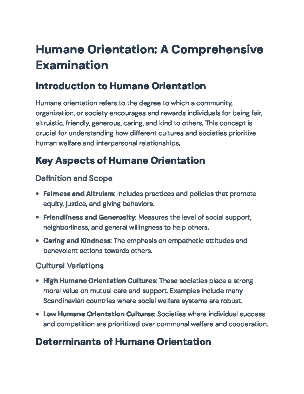 Humane Orientation: A Comprehensive Examination of Societal Values ...