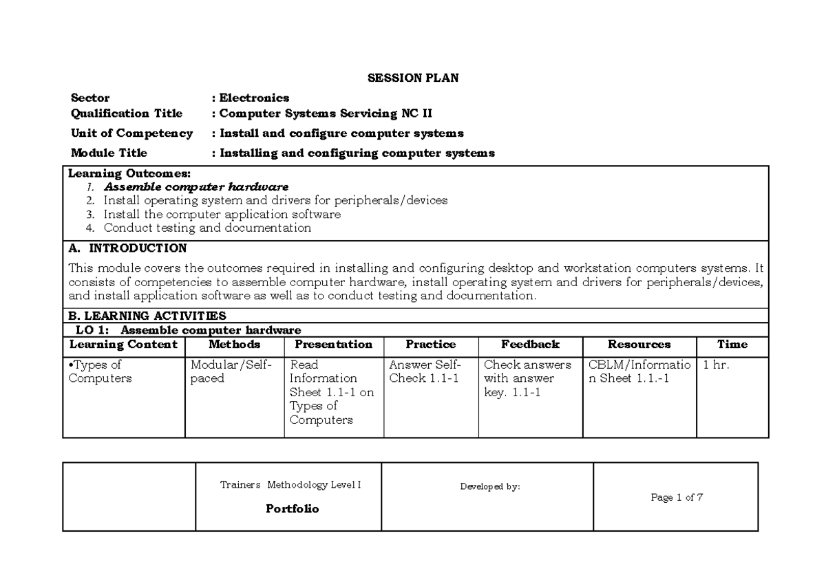 Installing & Configuring Computer Systems (Computer Systems Servicing NC II) - Studocu