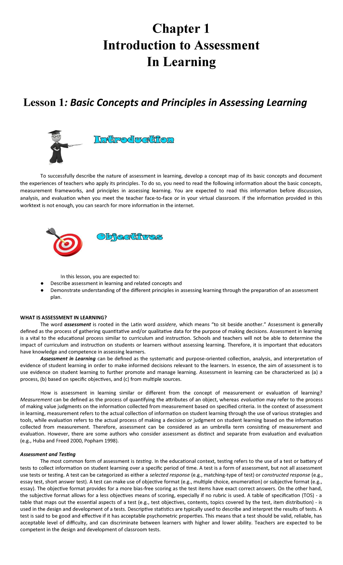 Basic Concepts & Principles in Learning Assessment (01) - Studocu