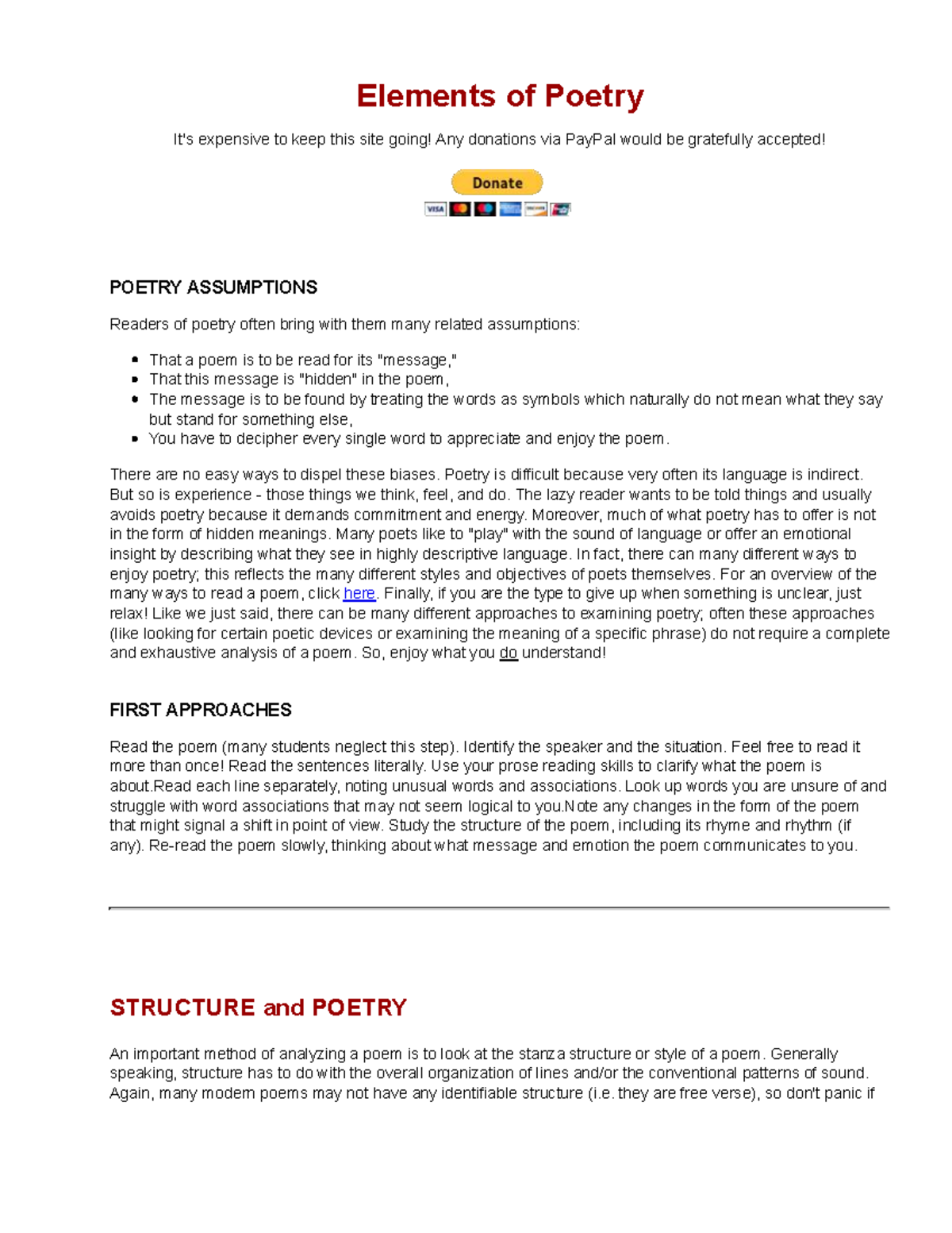 Elements of Poetry: Understanding Structure, Form, and Meaning - Studocu