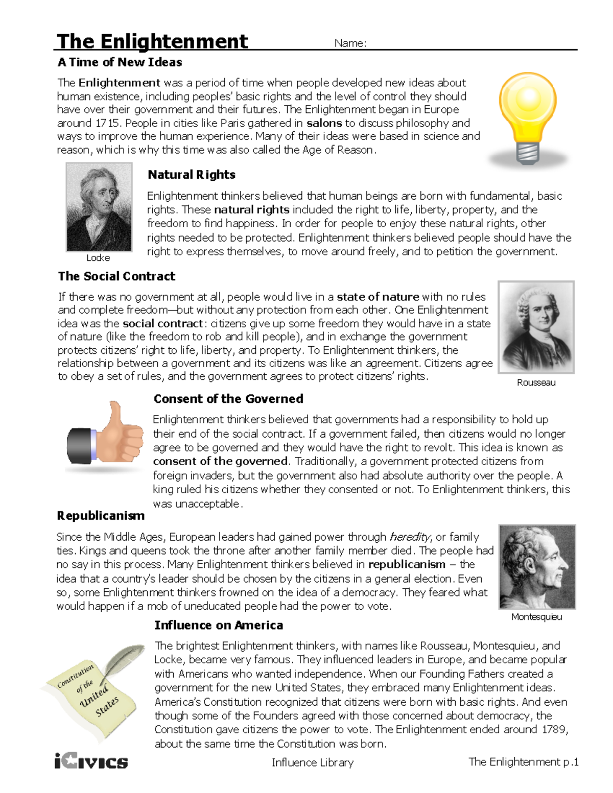 The Enlightenment Student Docs - The Enlightenment Name: A Time of New ...