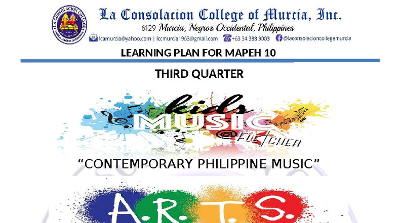 Grade 10 MAPEH Learning Plan: 3rd Quarter on Philippine Arts & Design ...