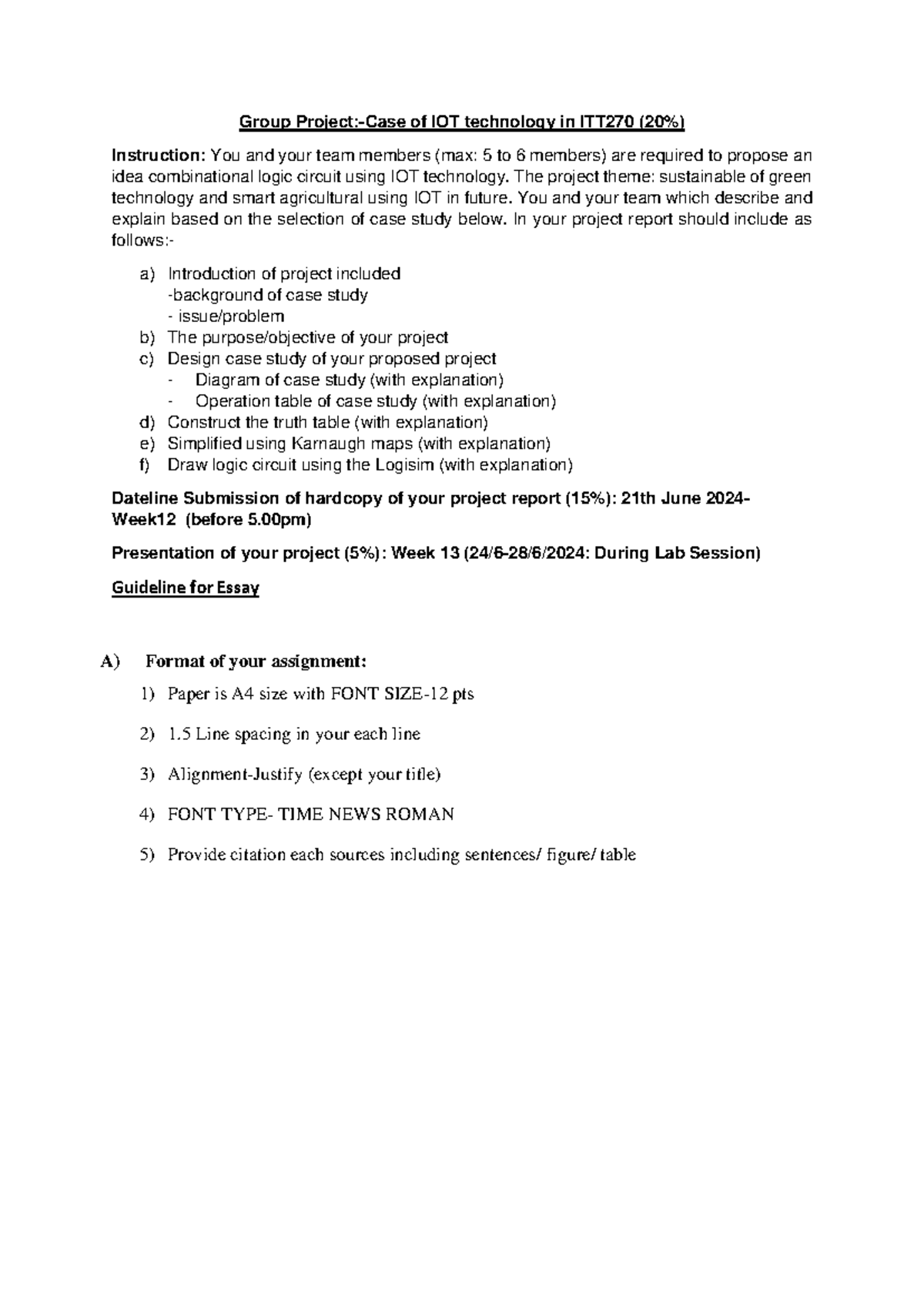 Group Project Proposal: IOT-Based Green Tech in ITT270 - Studocu