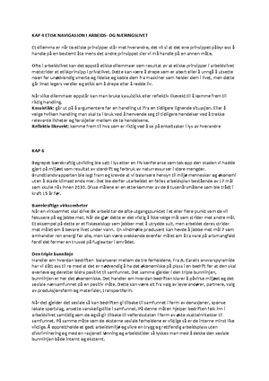 Del 1 oppsummering - Ulike typer etikk, viktige prinsipper og teorier - KAP 2 - HVA ER ETIKK? I ...