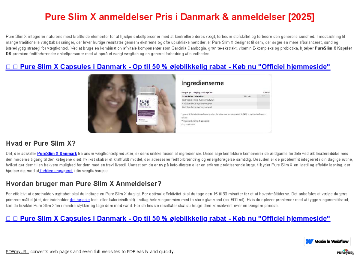 Pure Slim X Danmark: Anmeldelser og Vejledning til Vægttab - Studocu