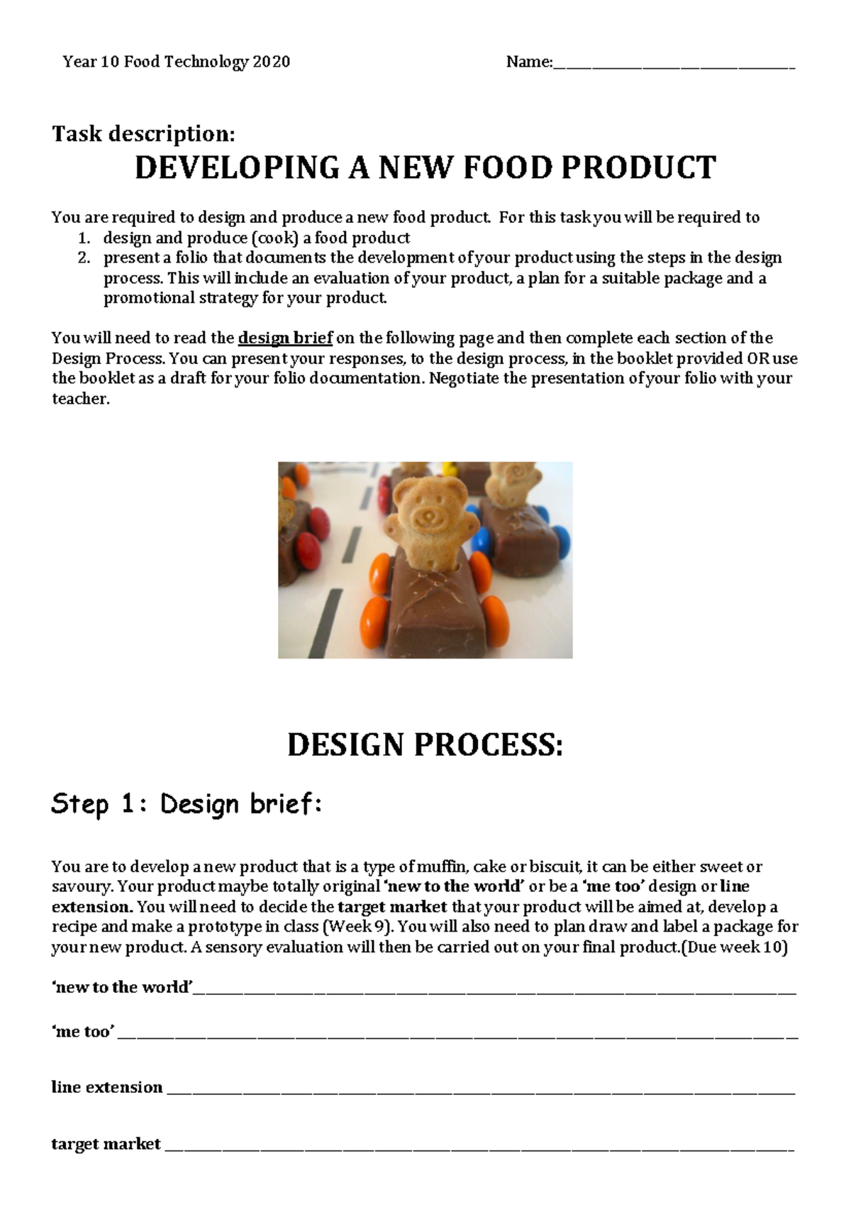 Yr 10 Food Tech 2020: New Food Product Development Task - Studocu