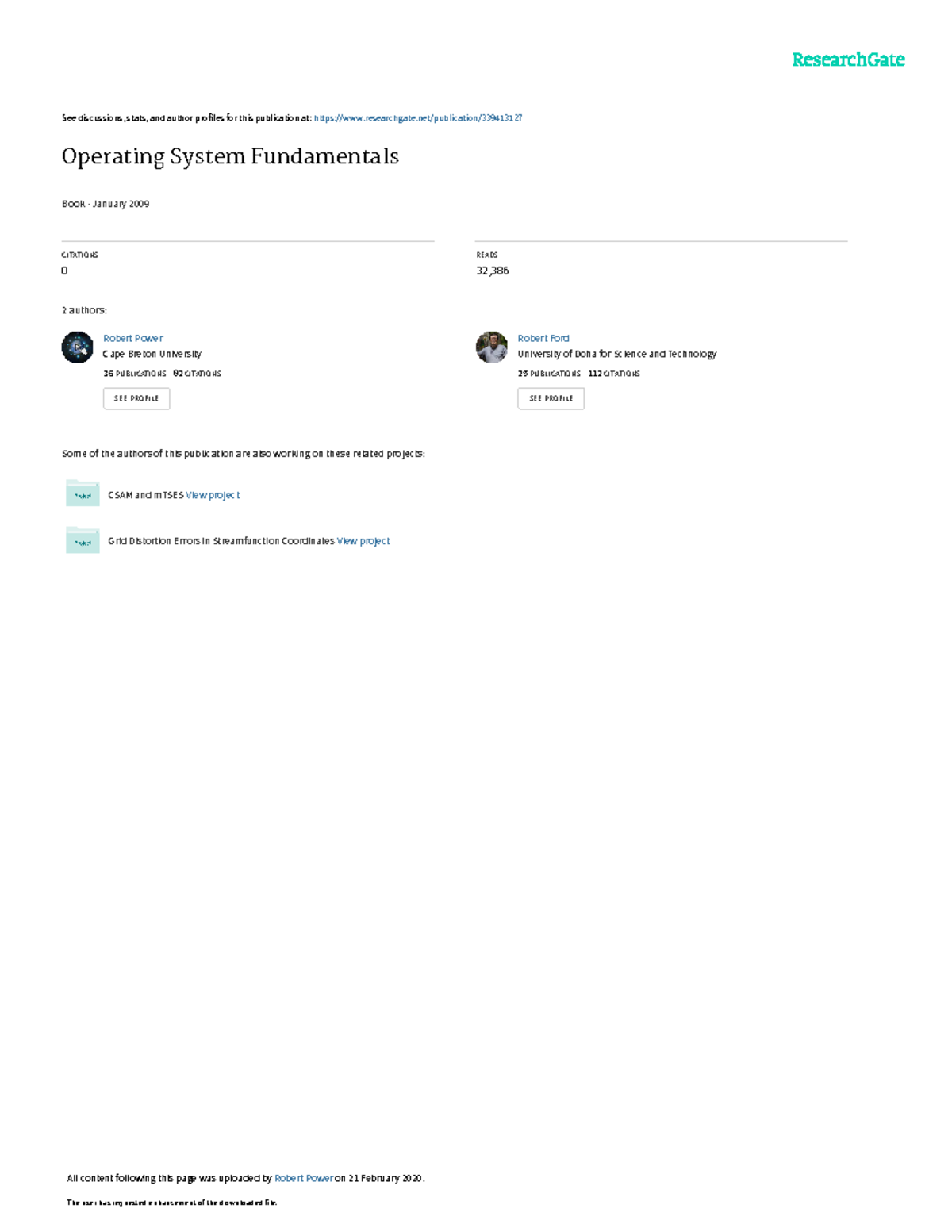 Operating System Fundamentals - See discussions, stats, and author profiles for this publication ...