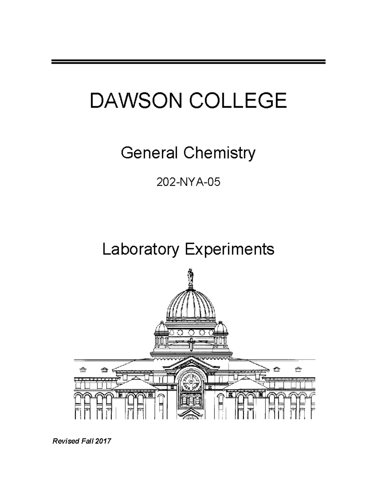 DAWSON COLLEGE General Chemistry Lab Experiments Manual - Fall 2017 ...