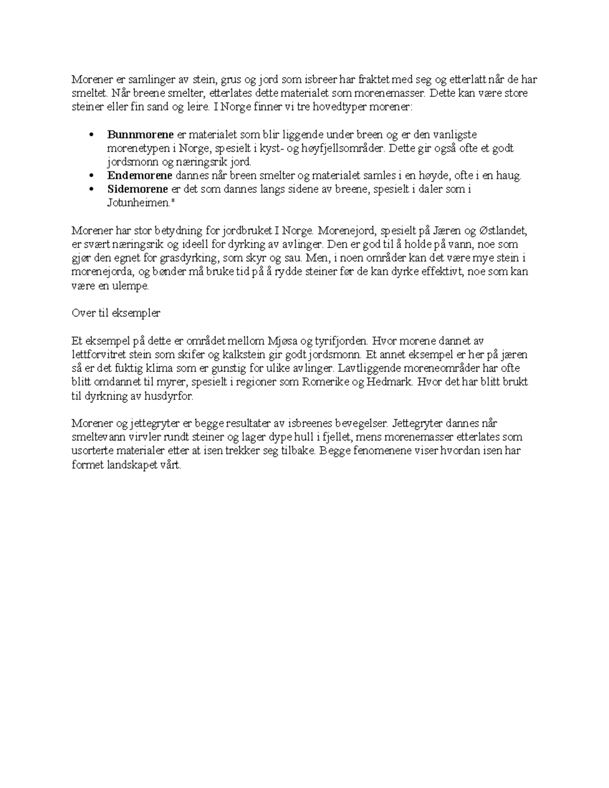 Morener - Geologiske Notater om Isbreers Avtrykk - Studocu