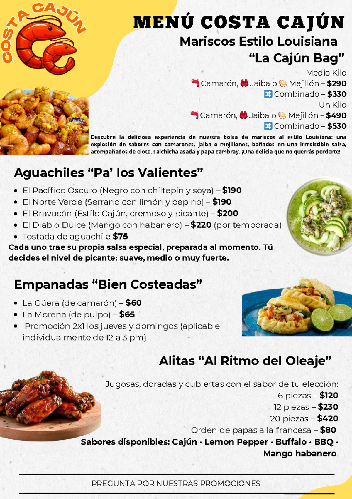 Menu restaurante saludable blanbo - Mariscos Estilo Louisiana “La Cajún ...