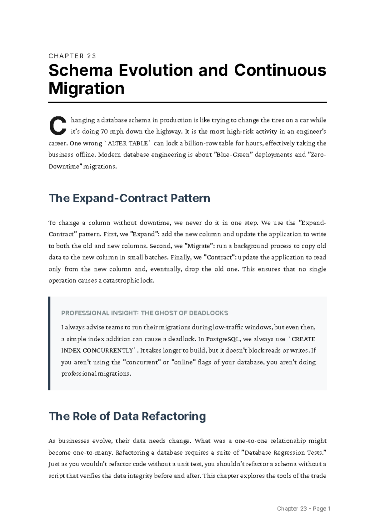 CHAPTER 23: Schema Evolution & Continuous Migration in DB - Studocu