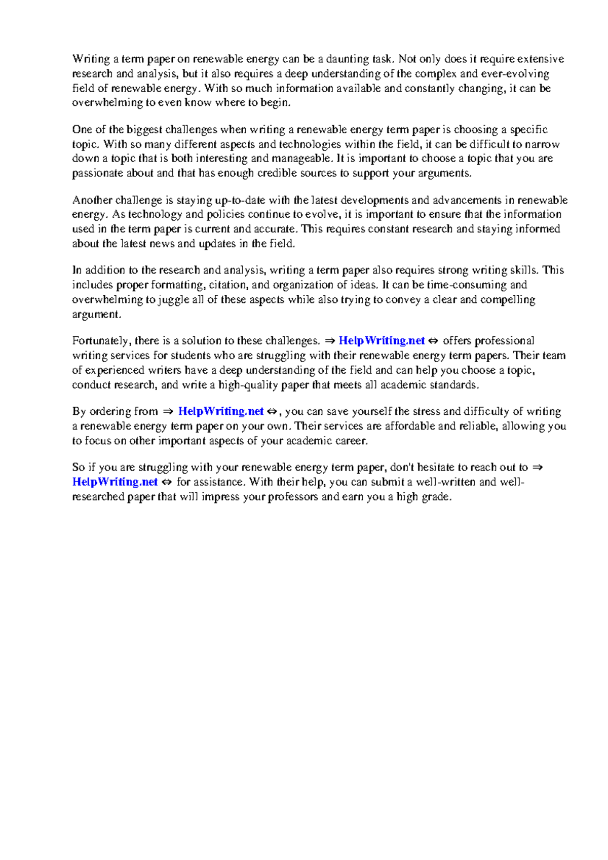 Renewable Energy Term Paper: Challenges and Insights on Solutions - Studocu