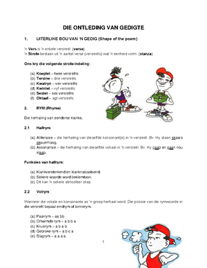 Poëtiese Begrippe - Contains Poetic Devices used in Afrikaans poetry ...