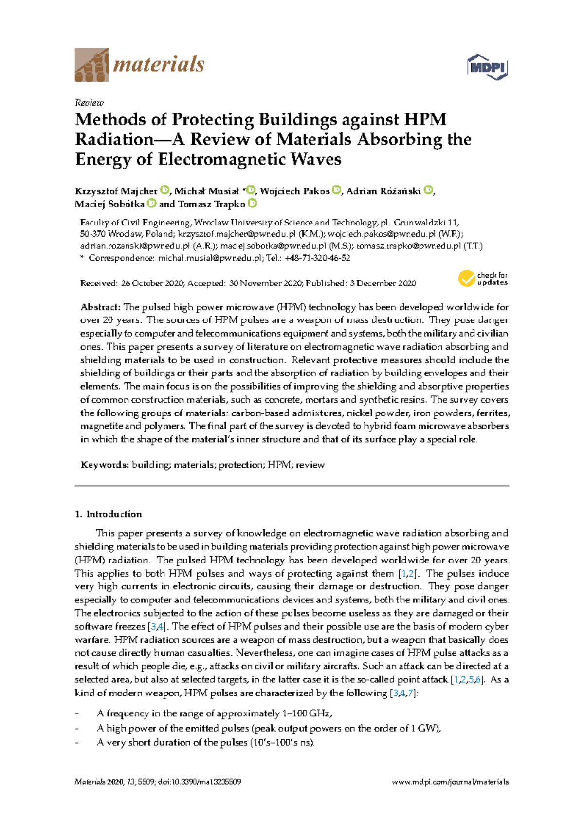 Methods for Protecting Buildings Against HPM: A Material Review (CIV ...
