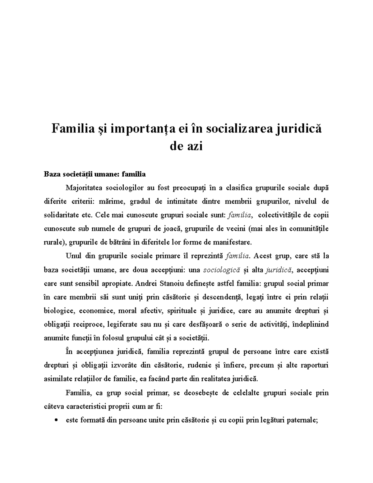 Familia si socializarea juridica - Familia și importanța ei în ...
