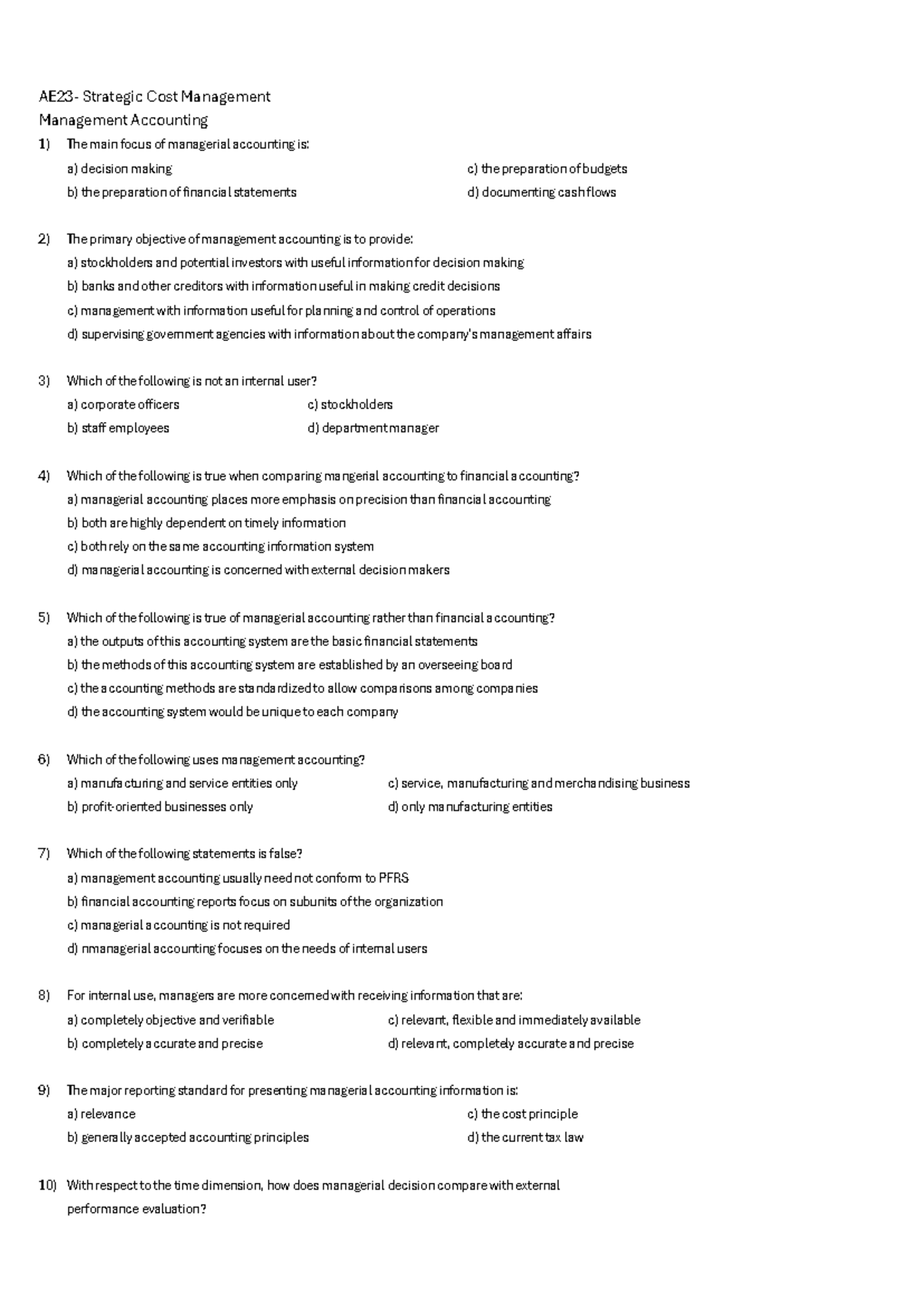 AE23-Mgt: Strategic Cost Management Notes for Management Accounting ...