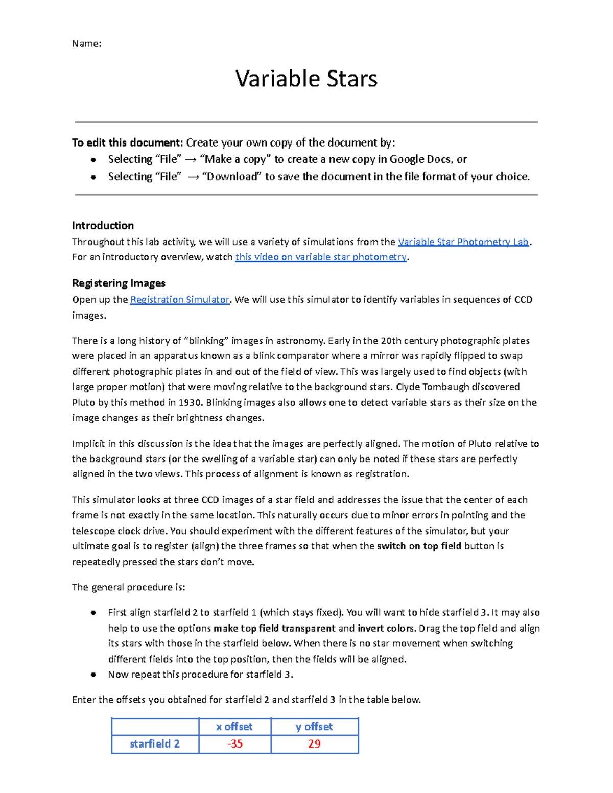 Variable Stars Lab: Photometry & Analysis Techniques (Course Code) - Studocu