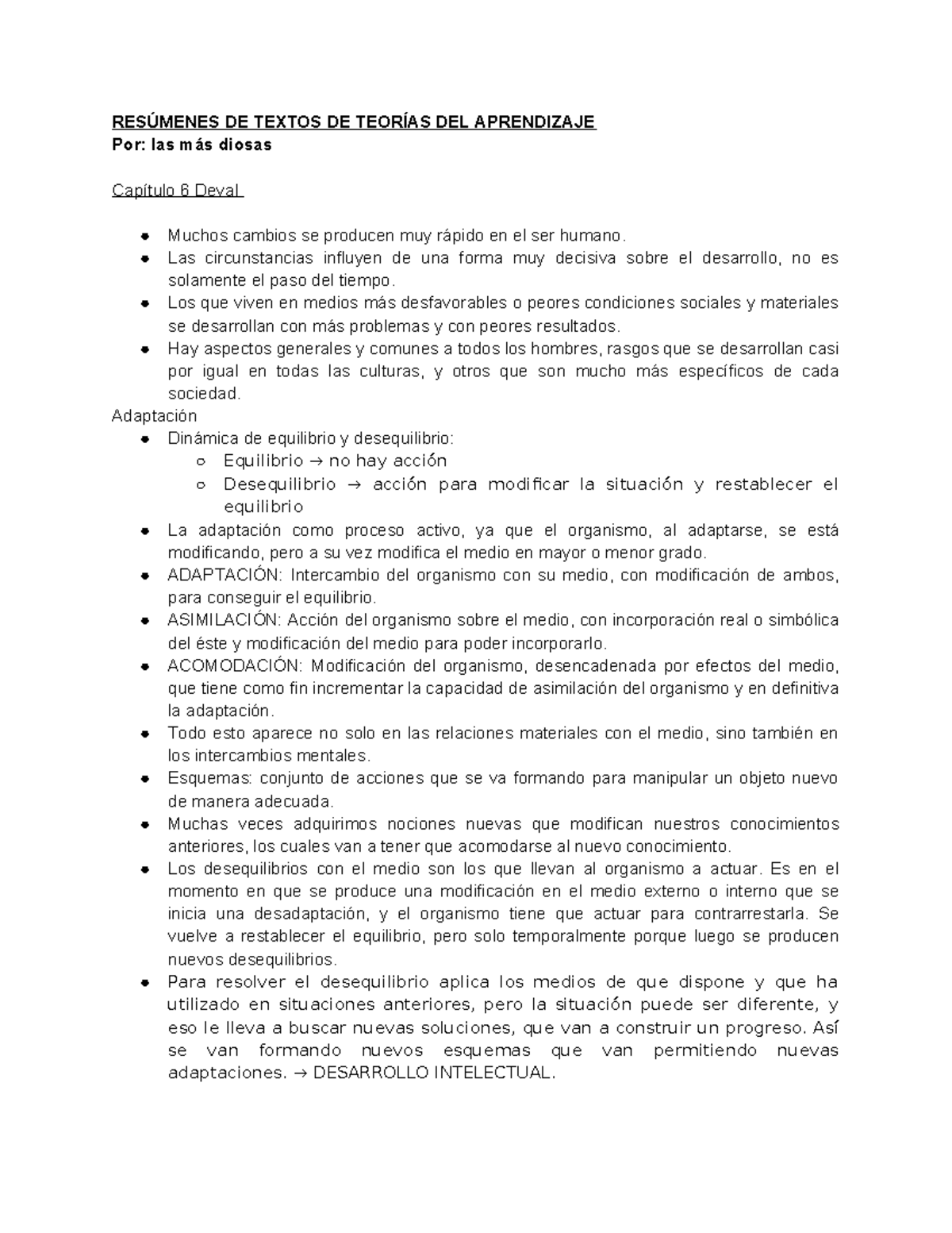 Resúmenes de Textos de Teorías del Aprendizaje (TA) - Piaget - Studocu