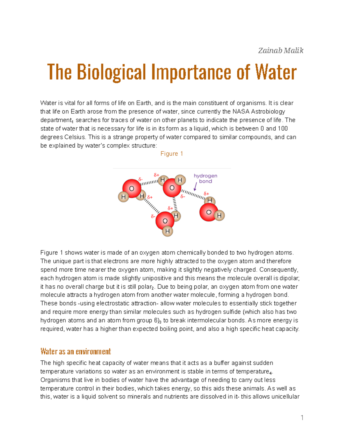 Biological Importance of Water: Roles in Life & Organism Function - Studocu