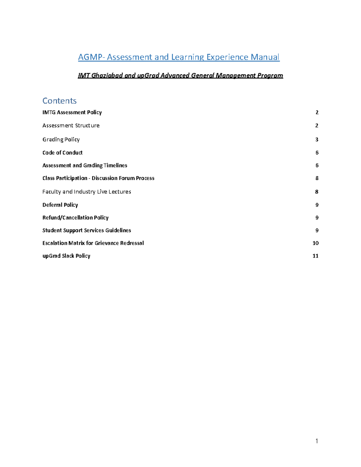 IMTG-AGMP Student Manual: Assessment and Learning Guidelines - Studocu
