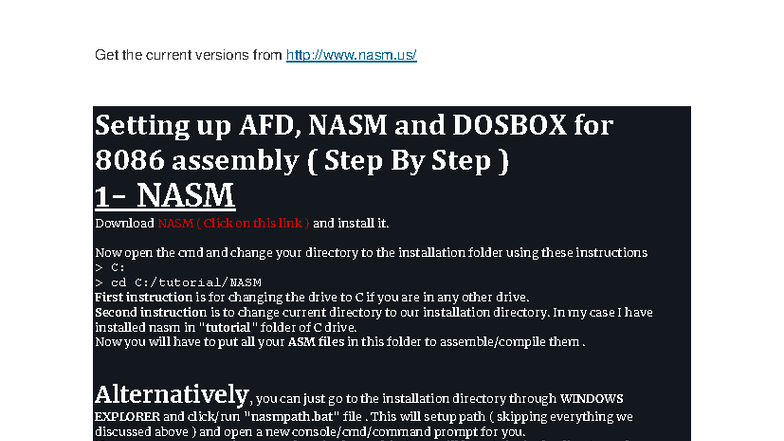 Setting up NASM, AFD & DOSBox for 8086 Assembly - Step by Step Guide ...