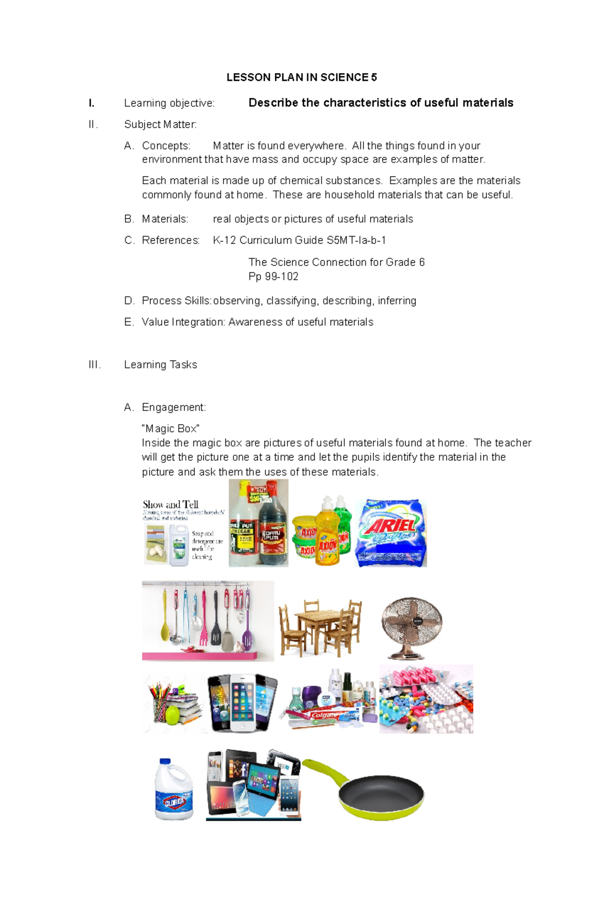 Grade 5 Science Lesson Plan: Exploring Useful & Harmful Materials ...