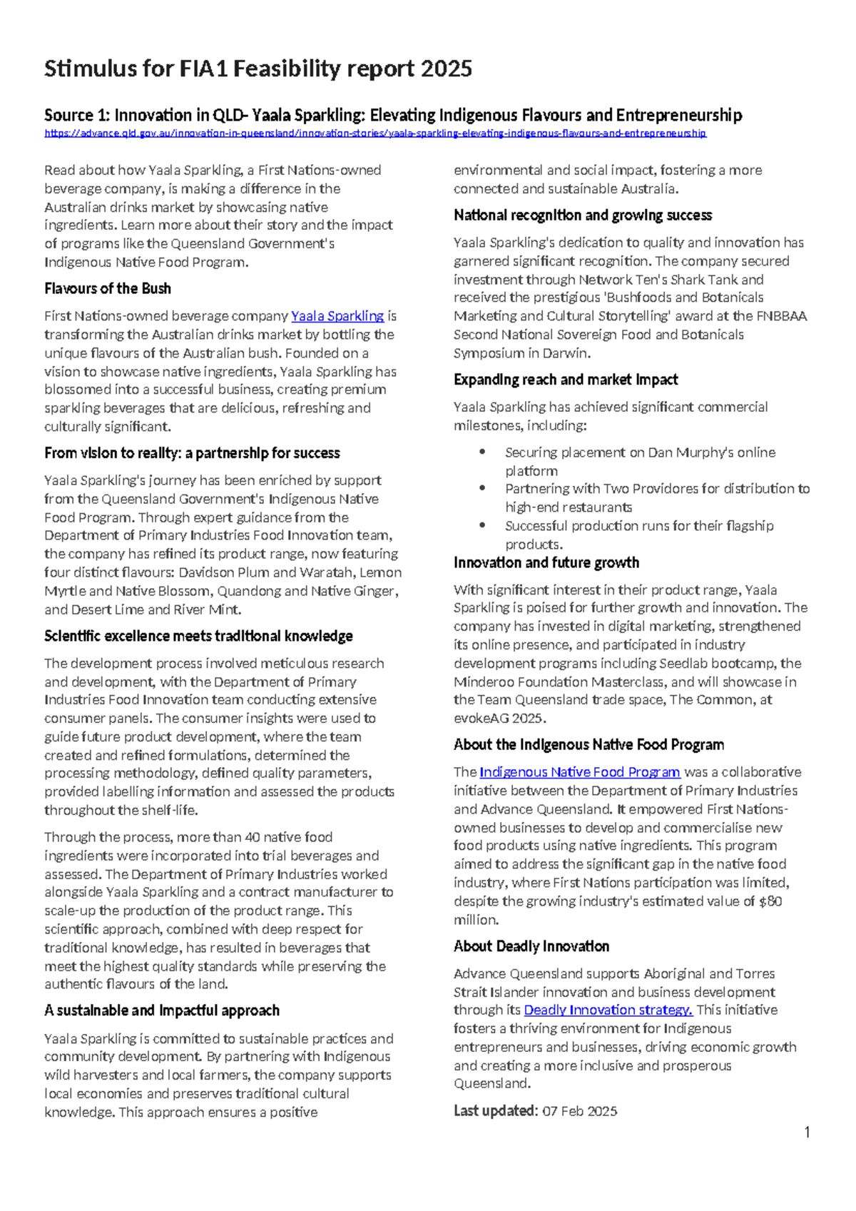 2025 FIA1 Feasibility Report: Yaala Sparkling's Indigenous Innovation ...
