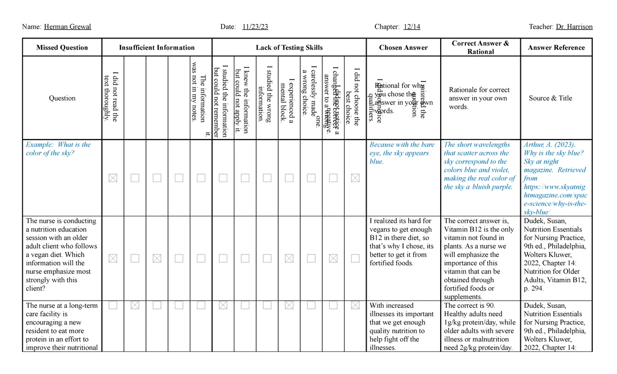Nutrition Quizzes: Key Concepts & Guidelines for Nursing Care - Studocu