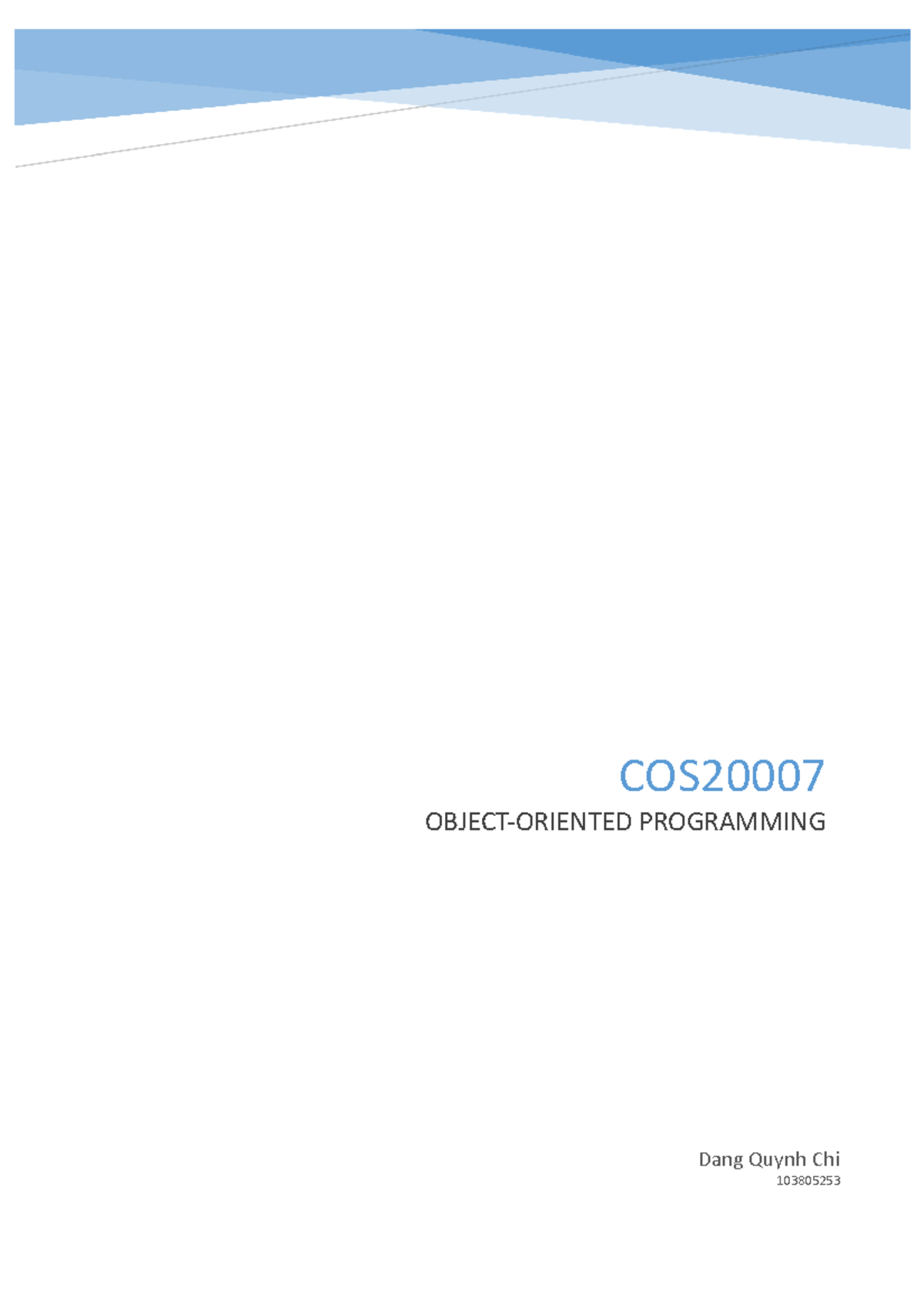 Learning Summary Report Template - COS 20007 OBJECT-ORIENTED ...