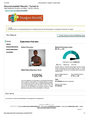 Shadow Health Tina Jones Respiratory Documentation - Shadow Health Tina ...