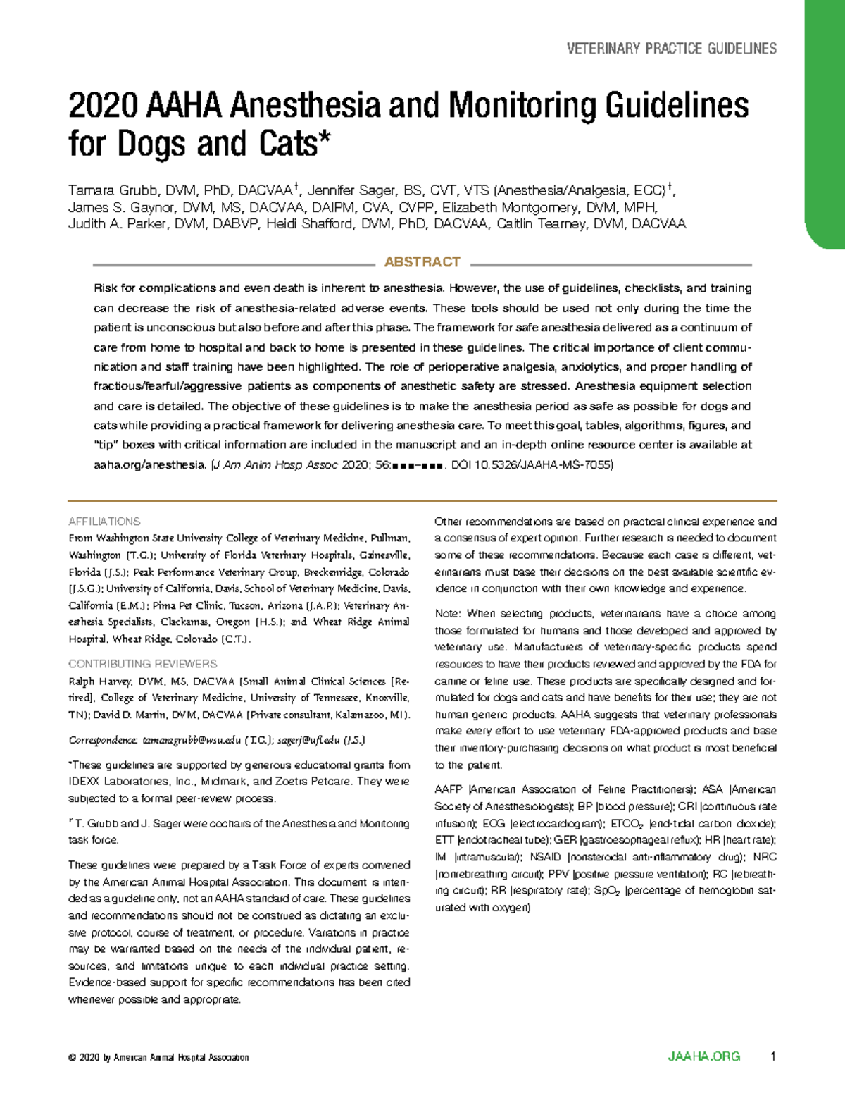 2025 AAHA Anesthesia and Monitoring Guidelines for Dogs and Cats - Studocu
