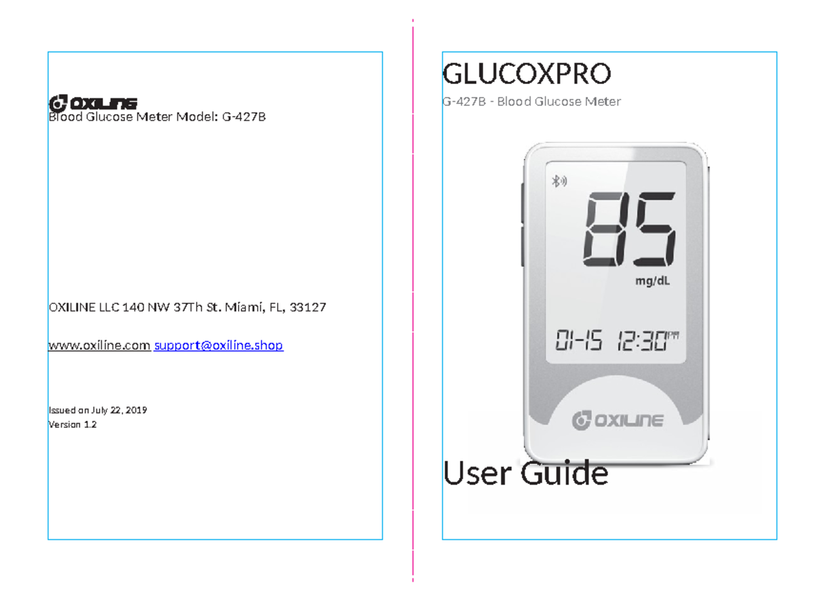Gluco X PRO Manual - About our tool - Blood Glucose Meter Model: G-427B ...