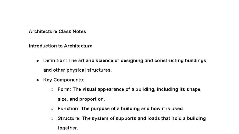 ARCH 101: Intro to Architecture Class Notes & Key Concepts - Studocu