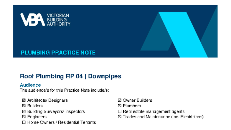 Plumbing Practice Note RP 04: Downpipes Installation Guidelines - Studocu