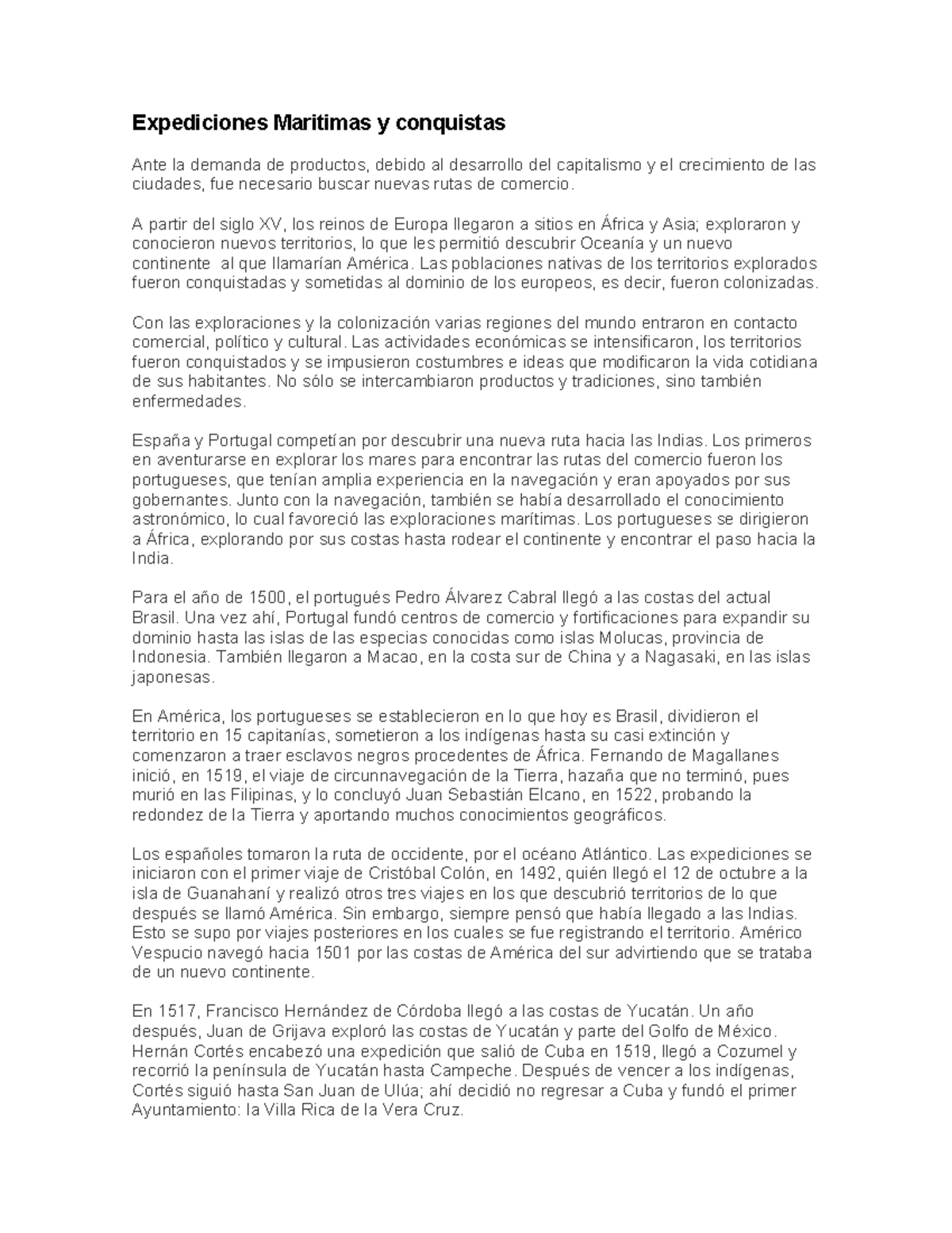Expediciones Marítimas y Conquistas: Un Análisis Histórico - Studocu