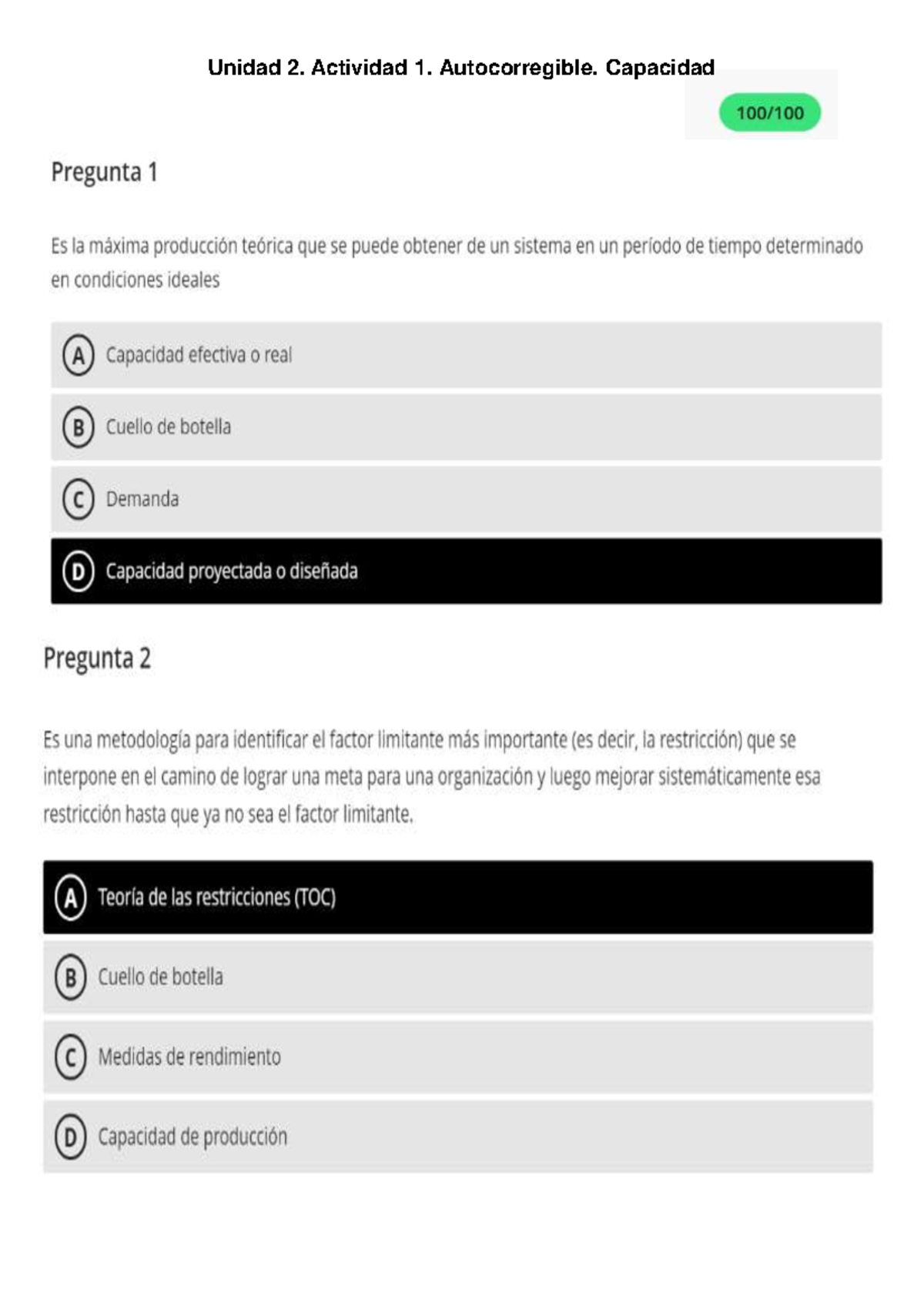 Unidad 2: Actividad 1 - Ejercicio Autocorregible sobre Capacidad - Studocu