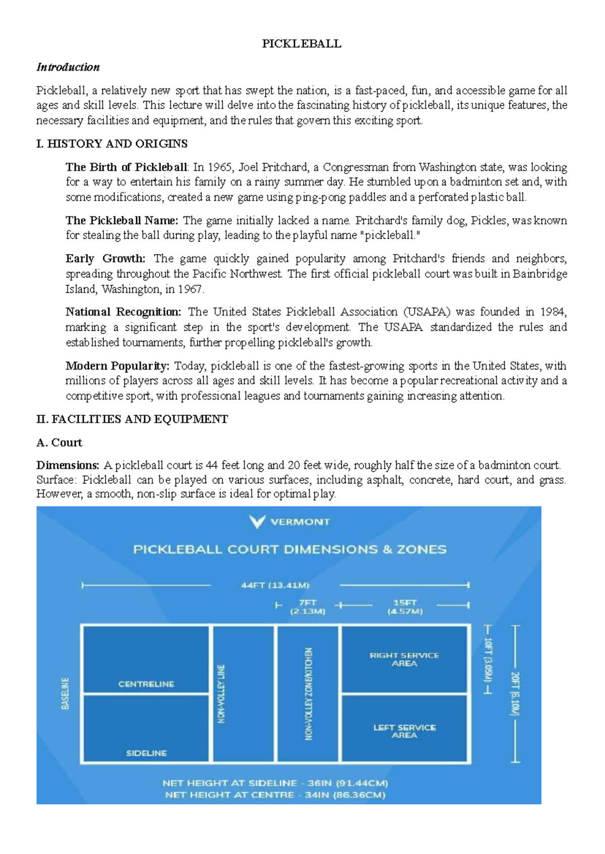 Pickleball- Handout - a guideline how to play pickle ball - PICKLEBALL ...