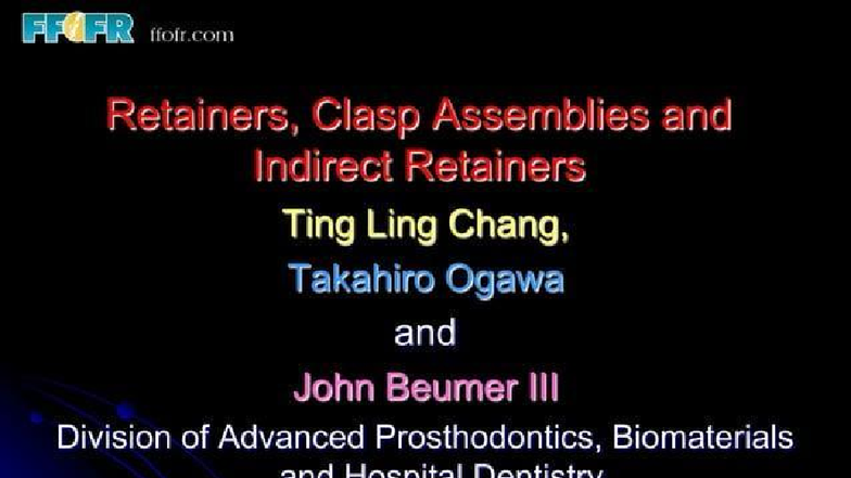 Retainers and Clasp Assemblies in Prosthodontics (PROSTHO 2) - Studocu