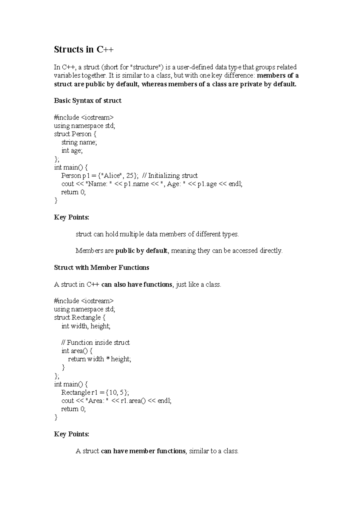 BCS125 Lecture 5: Understanding Structs and Unions in C++ - Studocu