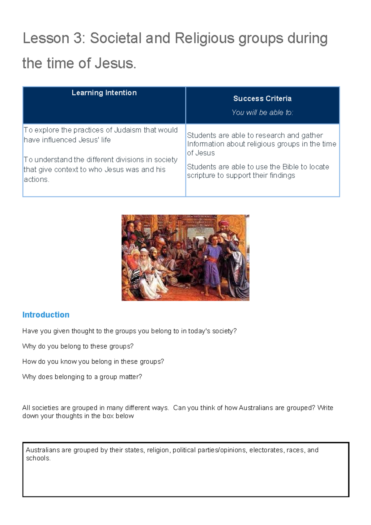 Lesson 3: Societal & Religious Groups in Jesus' Time Worksheet 2022 ...