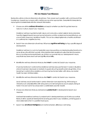 PSY 215 Module Six Activity - PSY 215 Module Six Activity For this ...