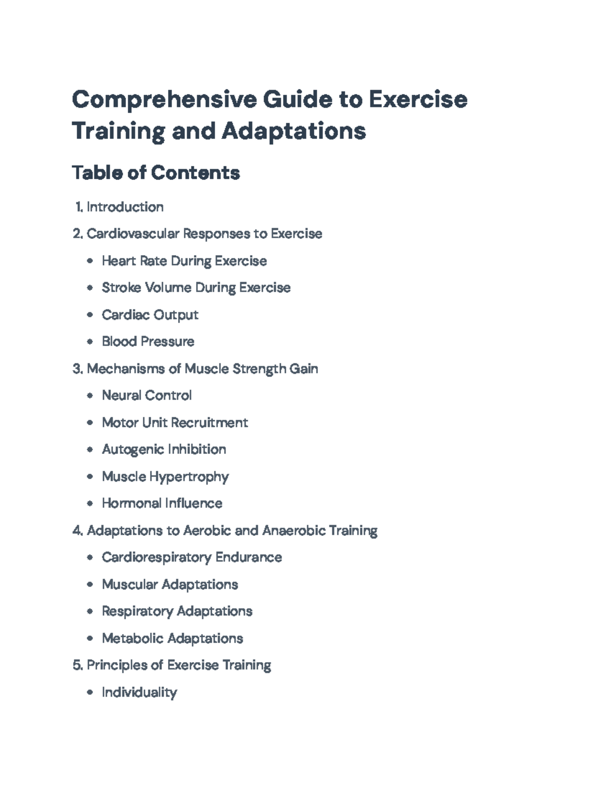 Comprehensive Guide to Exercise Training and Physiological Adaptations ...